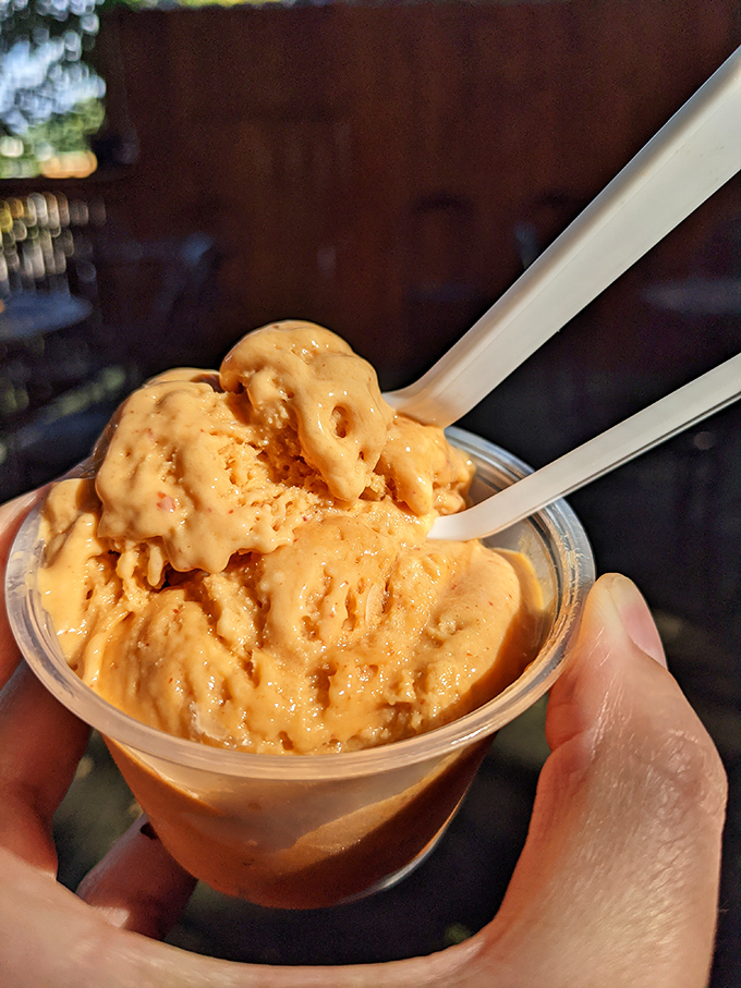 The frozen finale &ndash; house-made ice cream that somehow captures the essence of comfort food while cooling the pleasant burn of barbecue spices. 
