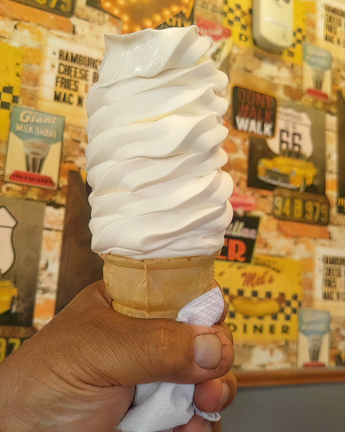 This soft-serve tower defies both gravity and restraint&mdash;a white-peaked mountain that mirrors the Sierra Nevada backdrop.