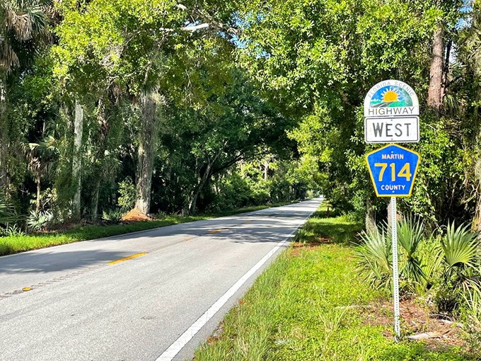 County Road 714 might sound ordinary on paper, but this blue sign marks the beginning of an extraordinary Florida experience.