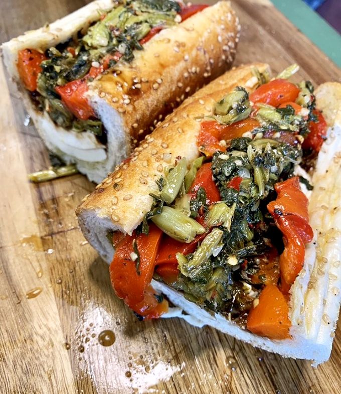 Even vegetarians get the star treatment with this Italian veggie hoagie masterpiece of garden goodness.