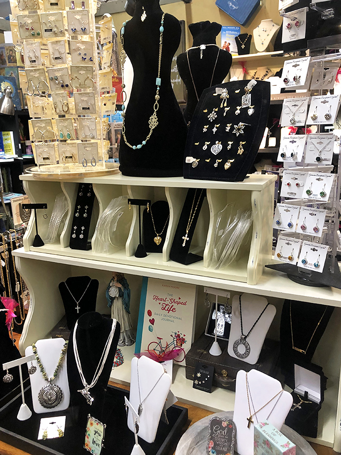 Jewelry displays that sparkle with possibility. Each necklace comes with its own story, just waiting for the right person to continue its journey.