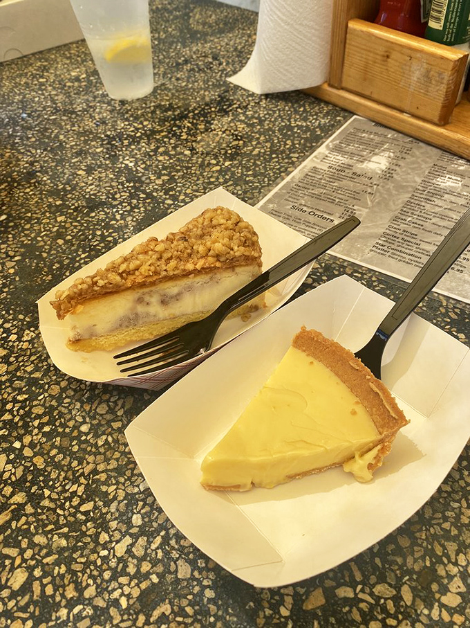 Two slices of Florida sunshine on a plate. Key lime pie so authentic it should come with its own passport.
