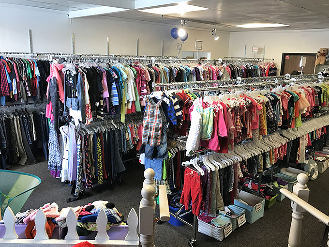 The children's section is a rainbow of possibilities, where tiny fashionistas and their budget-conscious parents can find everything from everyday wear to special occasion outfits.