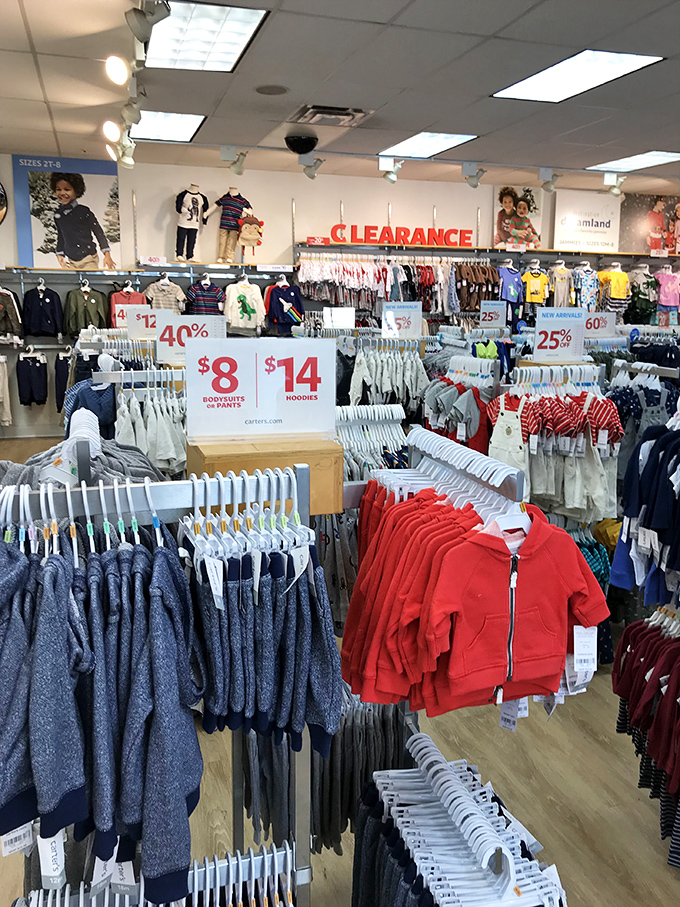 Children's clothing displays that make grandparents' wallets open faster than they can say, "When I was your age, this cost a nickel."