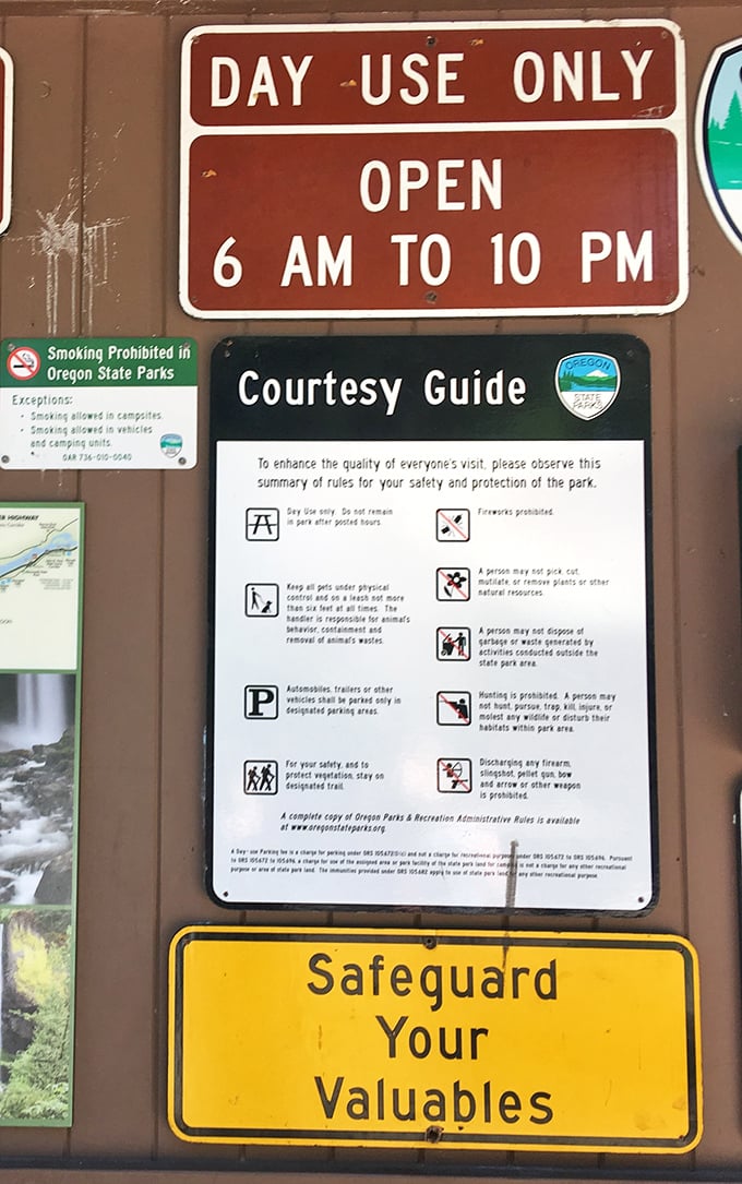 Early bird gets the waterfall: Park hours posted clearly&mdash;arrive at 6 AM and you might have this natural wonder all to yourself.