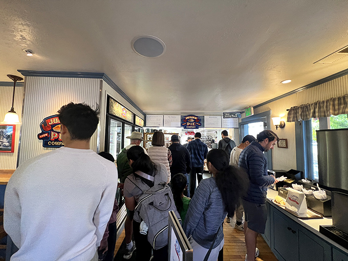 The line of eager customers speaks volumes&mdash;some things are worth waiting for, and Julian's pies top that list.