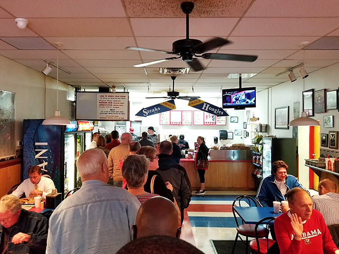 The lunch line&mdash;where strangers become comrades united by the universal language of "I can't wait to eat that."