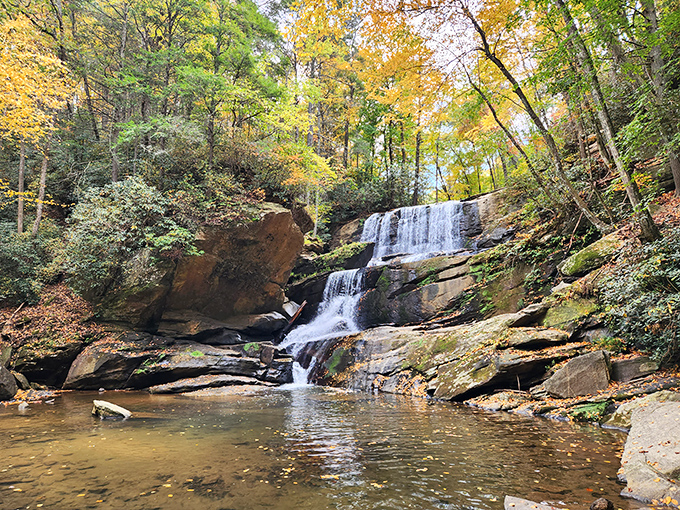 Little Bradley Falls rewards hikers with nature's perfect soundtrack&mdash;rushing water meeting ancient stone in a timeless Appalachian embrace.