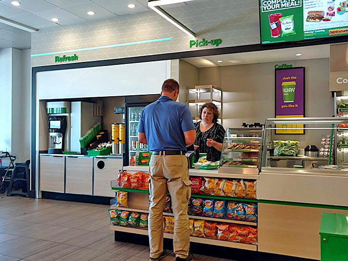 The food court offers a quick refueling stop between shopping victories. Because bargain hunting burns serious calories.