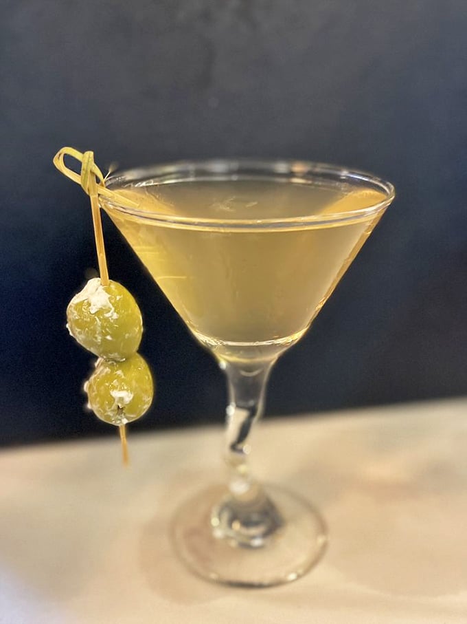 This isn't just any martini&mdash;it's a Keys martini, complete with olives on a skewer that seem to wink at you with each sip.