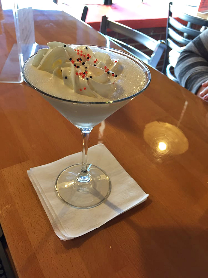 Who says BBQ joints can't do fancy? This martini with whipped cream and sprinkles is the grown-up version of dessert.
