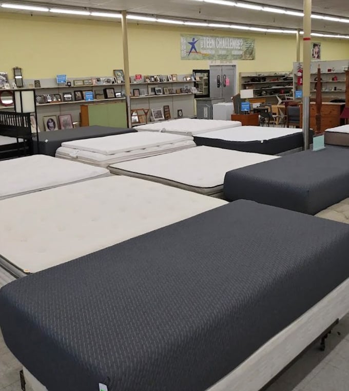 The mattress section: where dreams come at discount prices and the phrase "gently used" takes on a whole new meaning.
