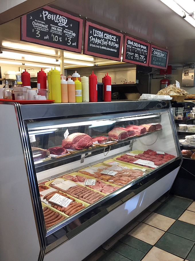 Behind glass, a butcher's pride is on full display. These aren't just cuts of meat&mdash;they're possibilities, promises, and tomorrow's dinner table triumphs.