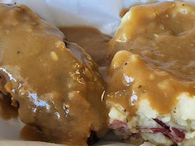 Red-skin potatoes swimming in gravy&mdash;proof that sometimes the supporting actors deserve just as much applause as the headliners.