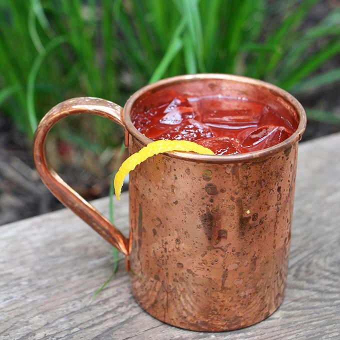 The copper mug isn't just for show&mdash;it's keeping that Moscow Mule perfectly chilled while you contemplate your next bite.