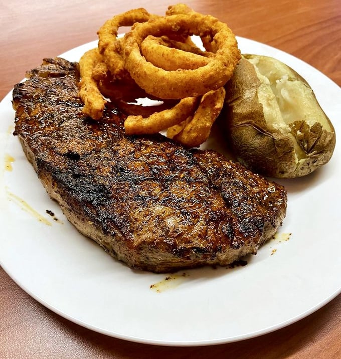 A steak, onion rings, and baked potato walk into a bar... and create the holy trinity of comfort food that never goes out of style.
