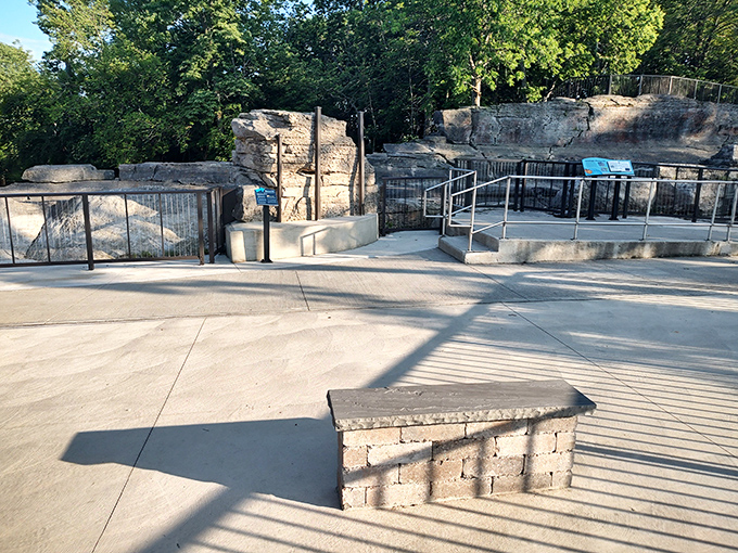 The modern viewing area provides accessibility and protection for this rare geological feature - ancient wonder meets contemporary conservation.