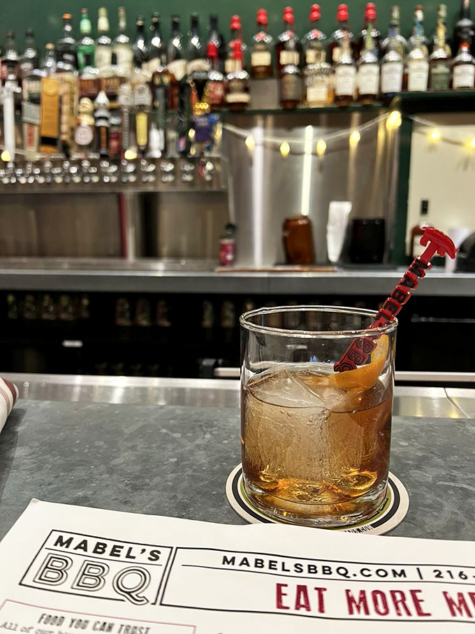 An Old Fashioned that means business, sitting at the bar like it owns the place. The perfect companion for meat contemplation.