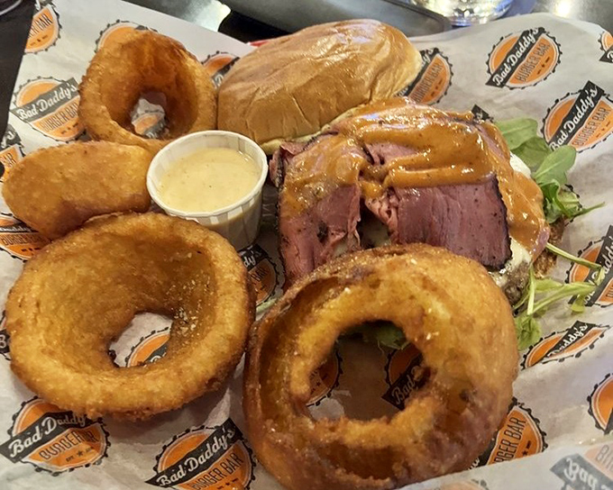 These aren't just onion rings—they're golden halos of crispy perfection. The ideal sidekick to any burger hero on the menu.