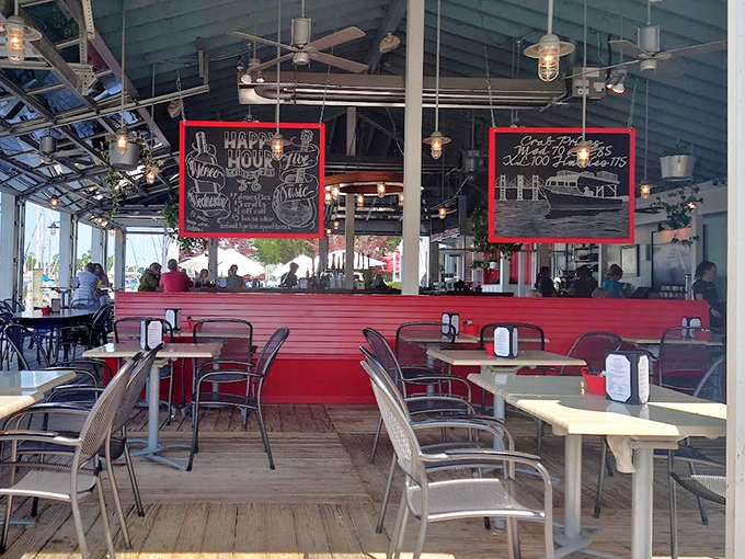 Happy hour specials scrawled on chalkboards &ndash; because good deals on oysters and crushes deserve the artistic touch of handwriting.