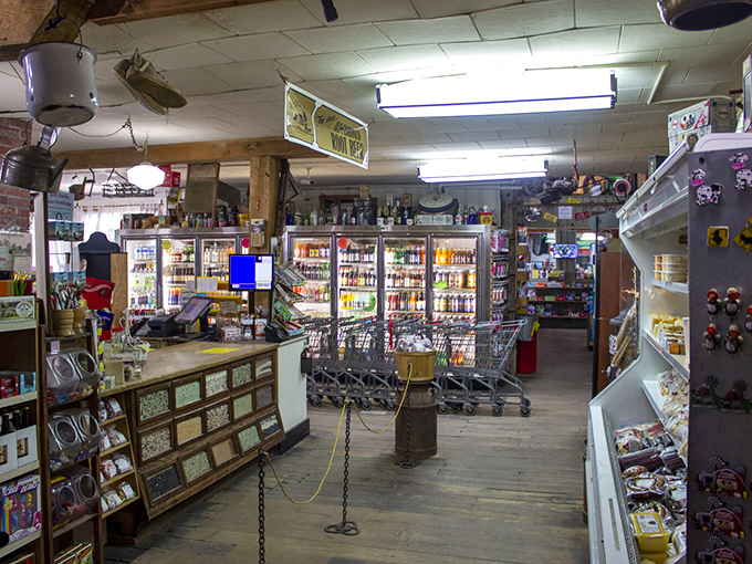 The checkout area isn't just functional—it's the final chapter of your shopping story. Those carts have witnessed countless food pilgrimages.