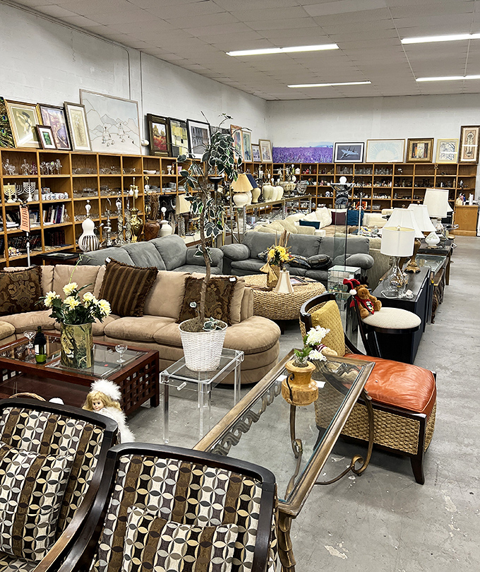 Living room vignettes that look straight out of a sitcom set. That wicker chair has "Florida sunroom" written all over it.