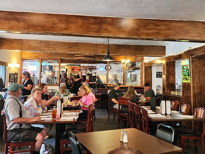 Exposed wooden beams and warm lighting create that "everybody knows your name" vibe. The kind of place where reservations are rare but memories are plentiful.