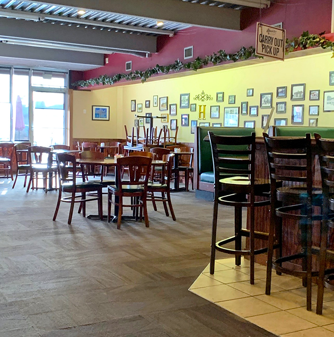 Sunlight streams through windows illuminating walls adorned with local memorabilia&mdash;the kind of place where every picture tells a story about Hilliard.