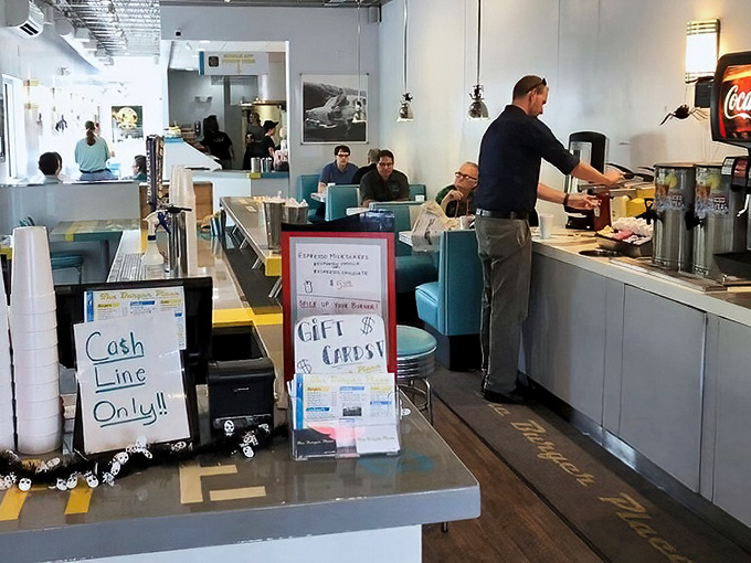 The dining room feels like it was designed by someone who understands that good food deserves good company and comfortable seating.