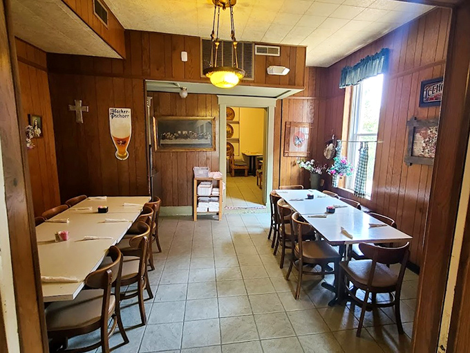 Another dining area where simplicity reigns supreme &ndash; no distractions from the serious business of enjoying exceptional fried chicken.