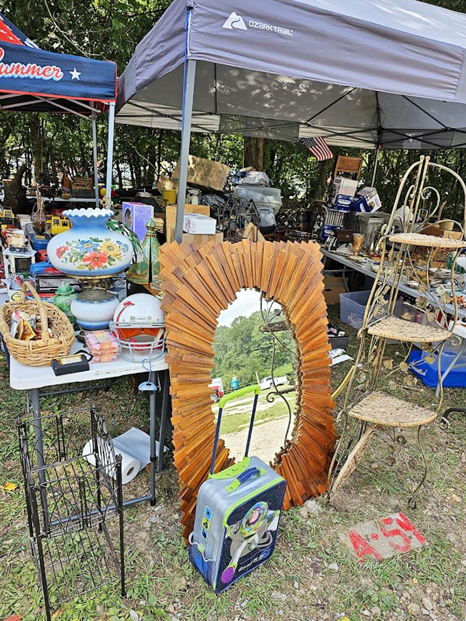 Outdoor antiques weathered by time but still sturdy enough to anchor your next backyard gathering perfectly.