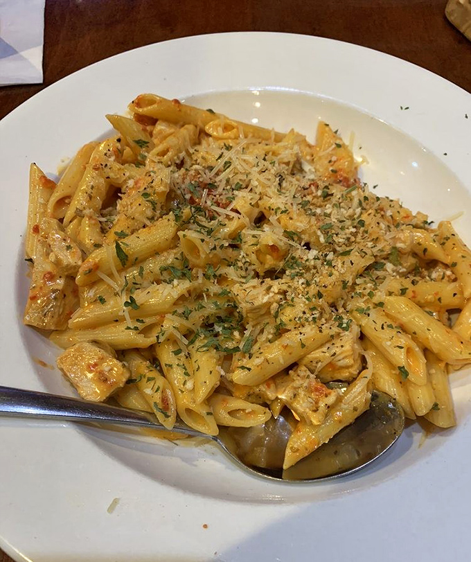 Pasta Rossi brings Italian comfort to this steakhouse menu, proving versatility knows no culinary boundaries.