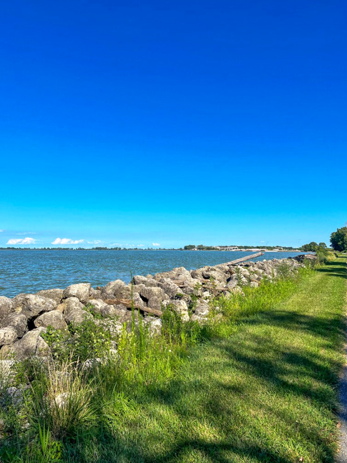 Under skies so impossibly blue they seem digitally enhanced, Erie Beach stretches toward the horizon like Ohio's answer to Mediterranean shores.