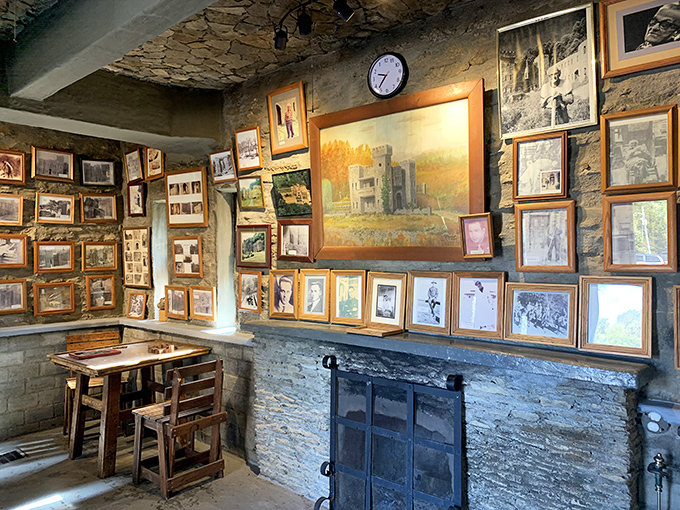 What looks like a family photo album exploded onto stone walls, this gallery tells stories of the castle's colorful past.