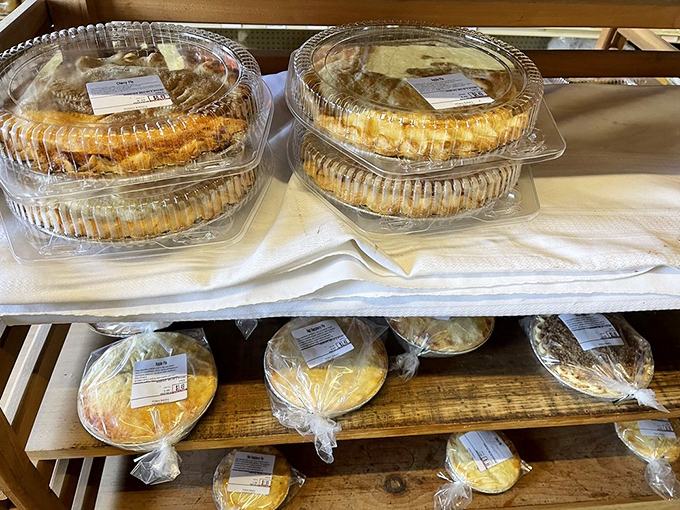 Pies that would make your grandmother simultaneously proud and jealous. The plastic containers barely contain their homemade glory.