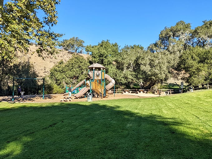 Even the playgrounds in Solvang have that "once upon a time" quality, nestled among California's rolling hills.