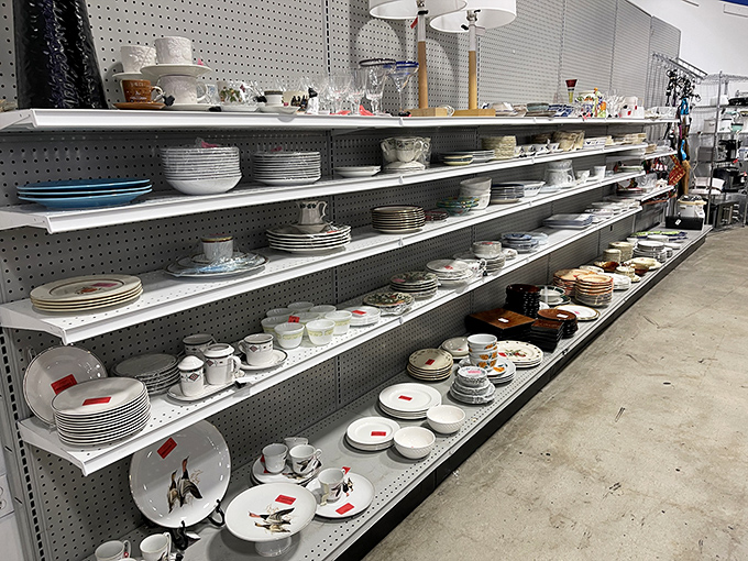 Dish department dreams! These porcelain place settings await their second act in Florida dining rooms and vacation rentals.