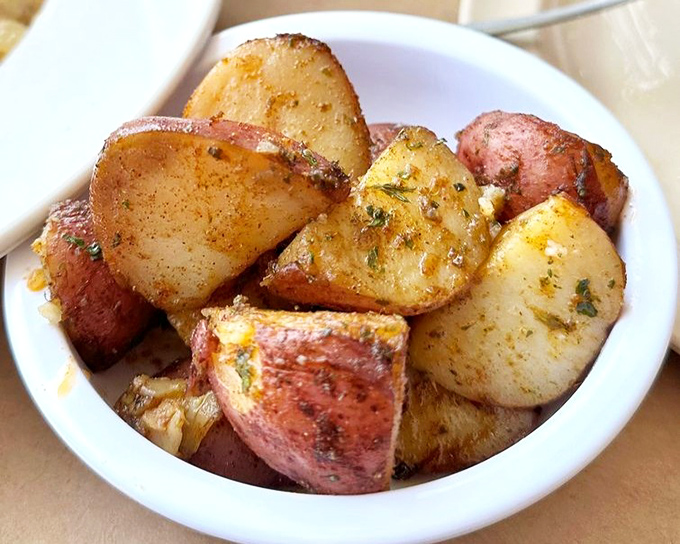 Red potatoes seasoned to perfection&mdash;the unsung heroes of any seafood feast. They've absorbed all the right flavors.