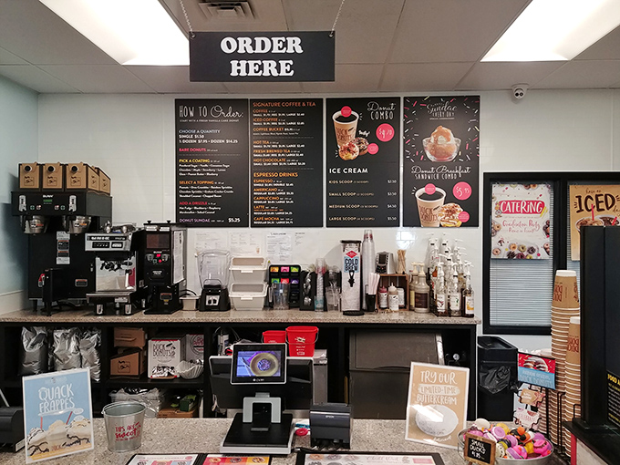 The command center where donut dreams come true. That "ORDER HERE" sign might as well say "HAPPINESS STARTS HERE."