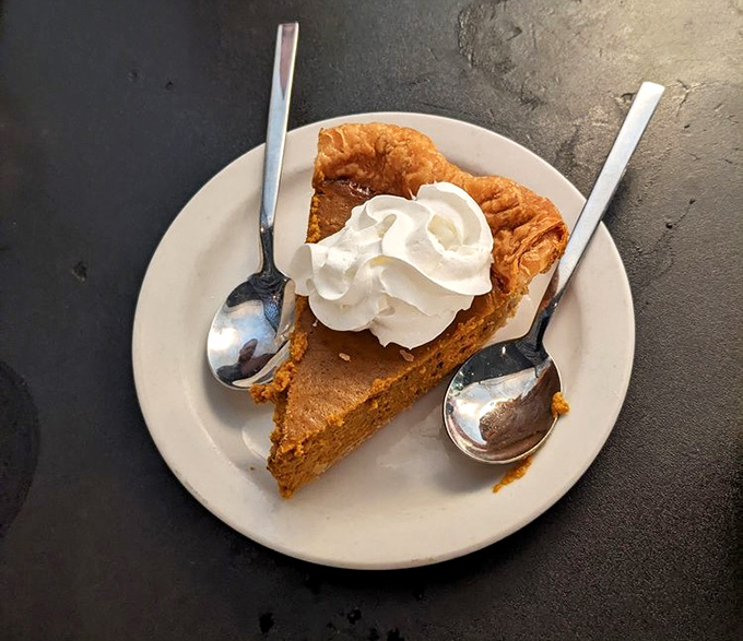 Pumpkin pie that doesn't wait for Thanksgiving to shine&mdash;topped with a cloud of whipped cream that means business.