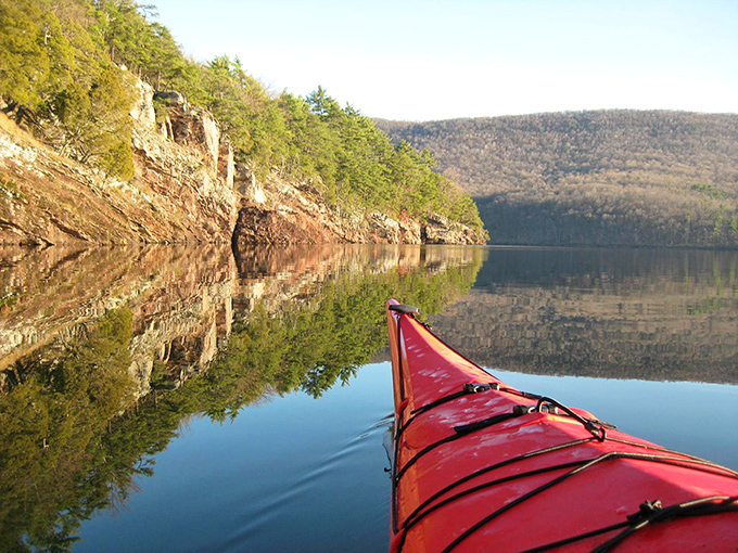 Kayaking on Raystown Lake offers front-row seats to nature's grandeur, where limestone cliffs meet crystal waters in perfect Pennsylvanian harmony.