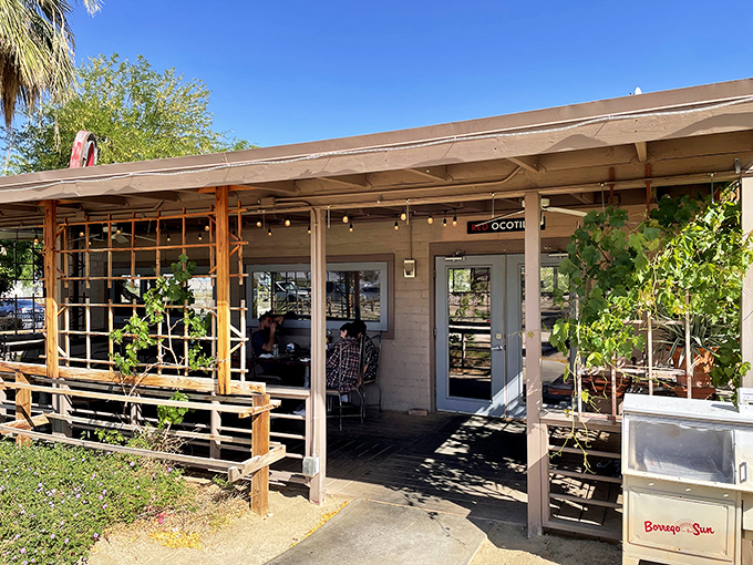 The Red Ocotillo caf&eacute; embodies desert casual &ndash; where string lights, wooden beams, and fresh air create the perfect spot for morning coffee.