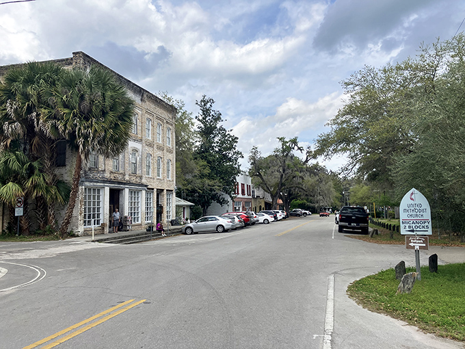 Seminary Street stretches like a movie set where every building deserves its own starring role.