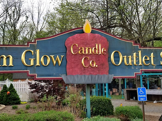 Even the outdoor signage embraces candle culture, with miniature wax wonders guiding you to the mothership of all things fragrant.