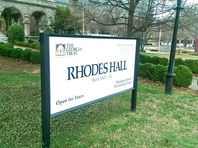 The sign may be modest, but what lies beyond is anything but. A simple marker for an extraordinary Atlanta landmark.