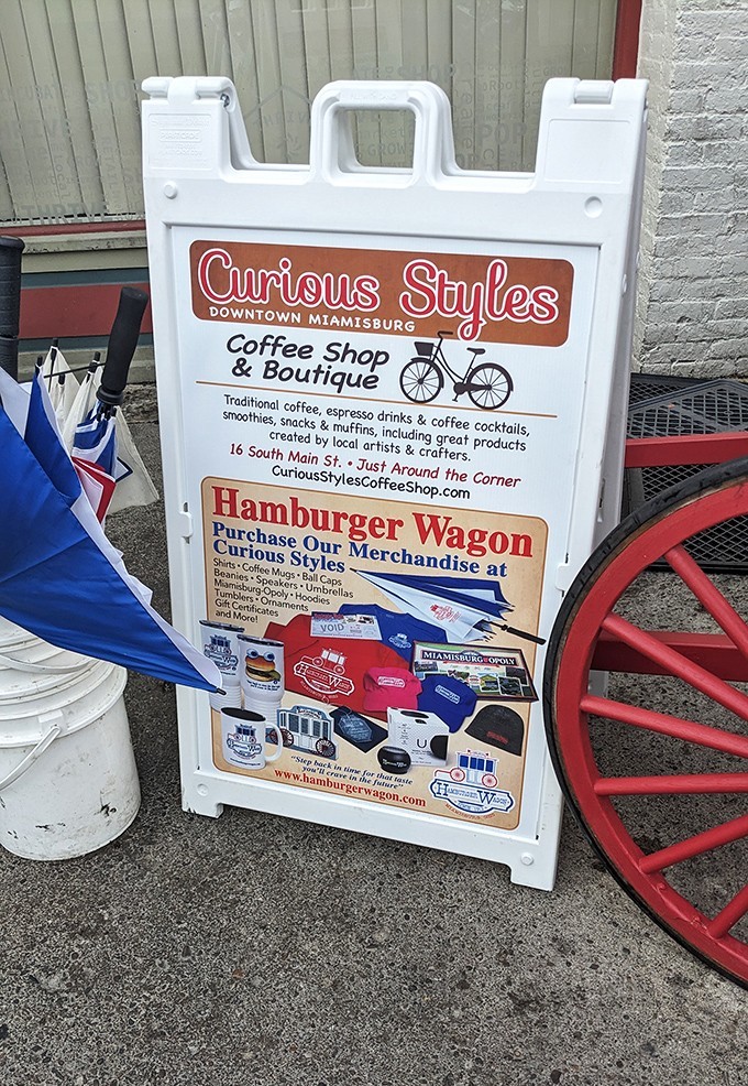 Local businesses supporting each other&mdash;the true heartbeat of small-town America. That sign knows where the good stuff is.