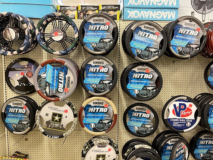 Steering wheel covers that range from patriotic to practical—because your hands deserve comfort and your car deserves personality.