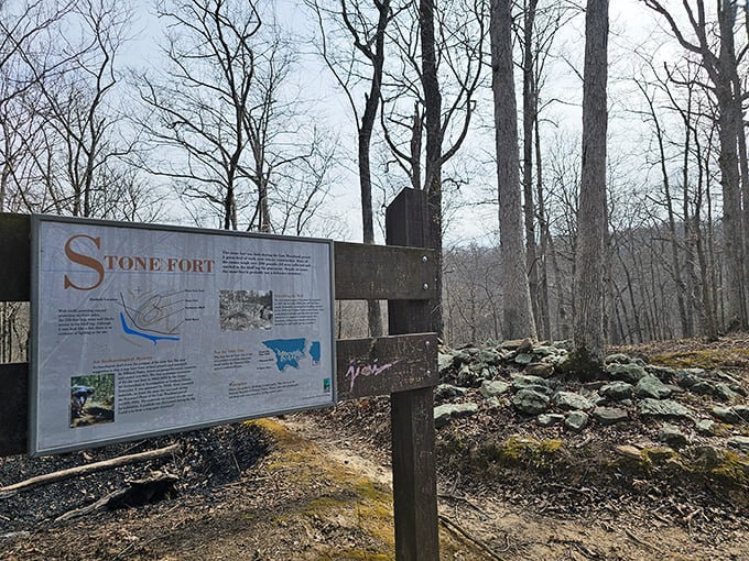 The Stone Fort historical marker stands sentinel at one of the area's most mysterious ancient sites. History's mysteries in our own backyard!