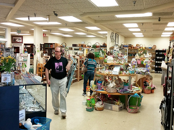 Treasure hunters in their natural habitat. The thrift store shuffle requires patience, vision, and comfortable walking shoes.