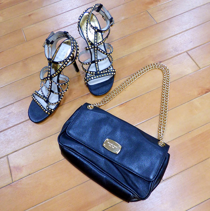 The perfect fashion equation: designer heels + matching bag = outfit magic that costs less than dinner for two.